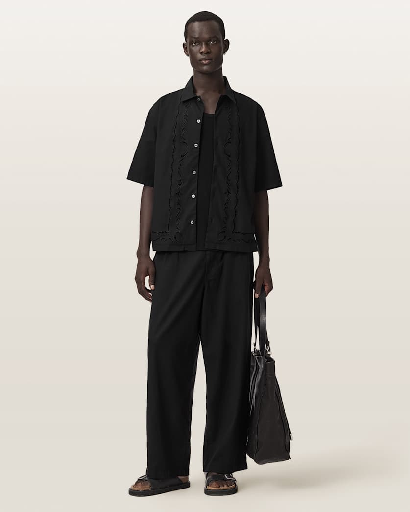 Field Oversized Short Sleeve Cotton Shirt Jet Black | ALLSAINTS